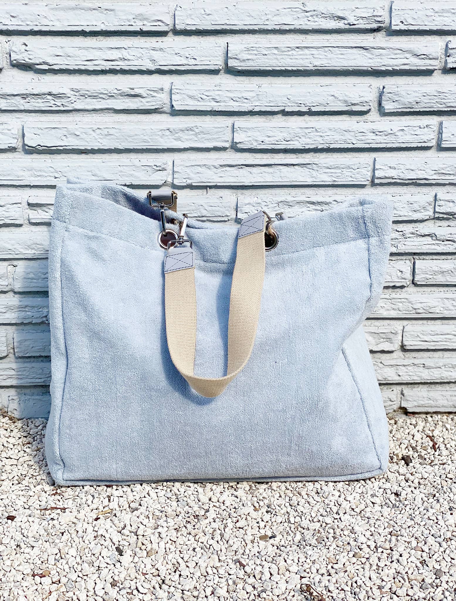 Solid Terry Plastic Lined Tote: Pearl Grey – The Fernweh Boutique